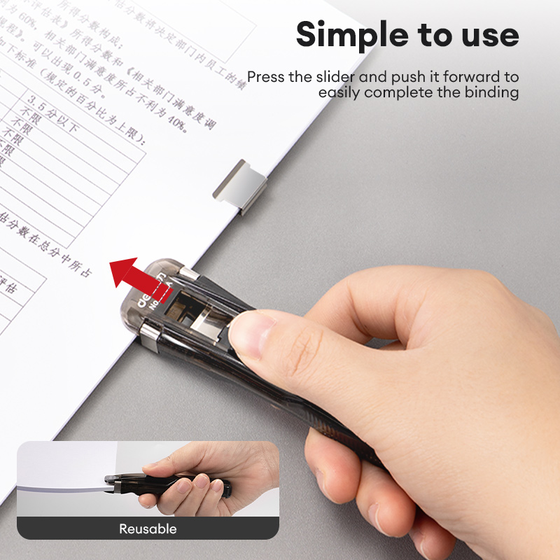 Deli Handheld Paper Push Clip Dispenser Seamless Stapler Portable 8591F ...