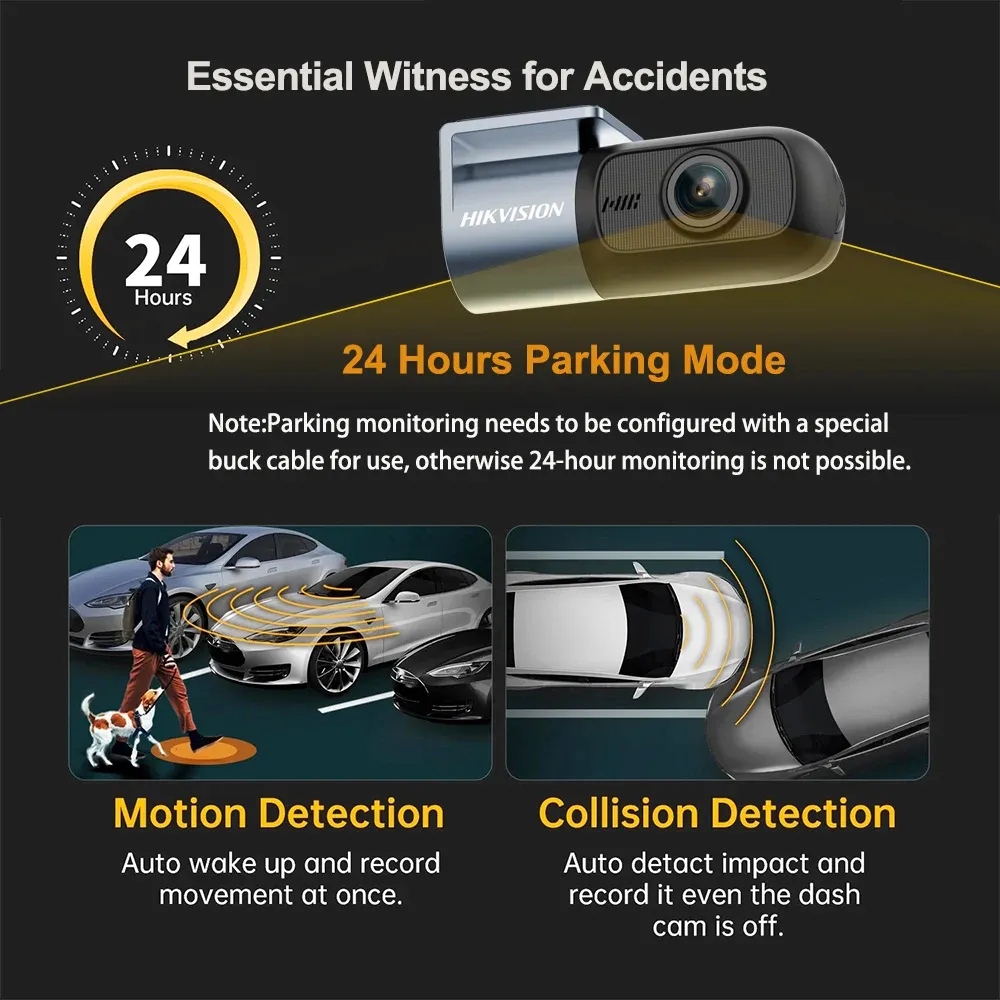 Hikvision D1/D1 Pro Dash Cam 1080P 1K HDR 24H Parking Monitoring F2.0 ...