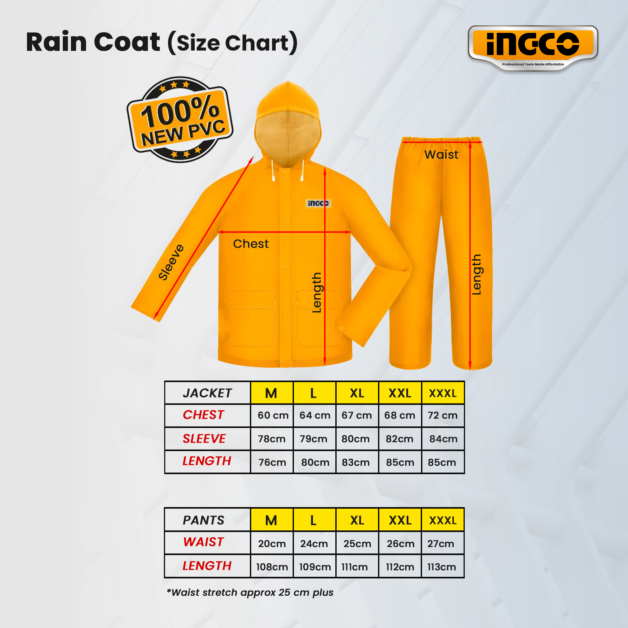 Ingco Rain Coat Suit Set with Zipper and 2 Pockets On The Coat 100% NEW ...