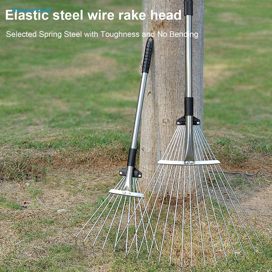 15 Teeth Telescopic Rake Garden Leaf Rake Cleaning Leaves Rake ...
