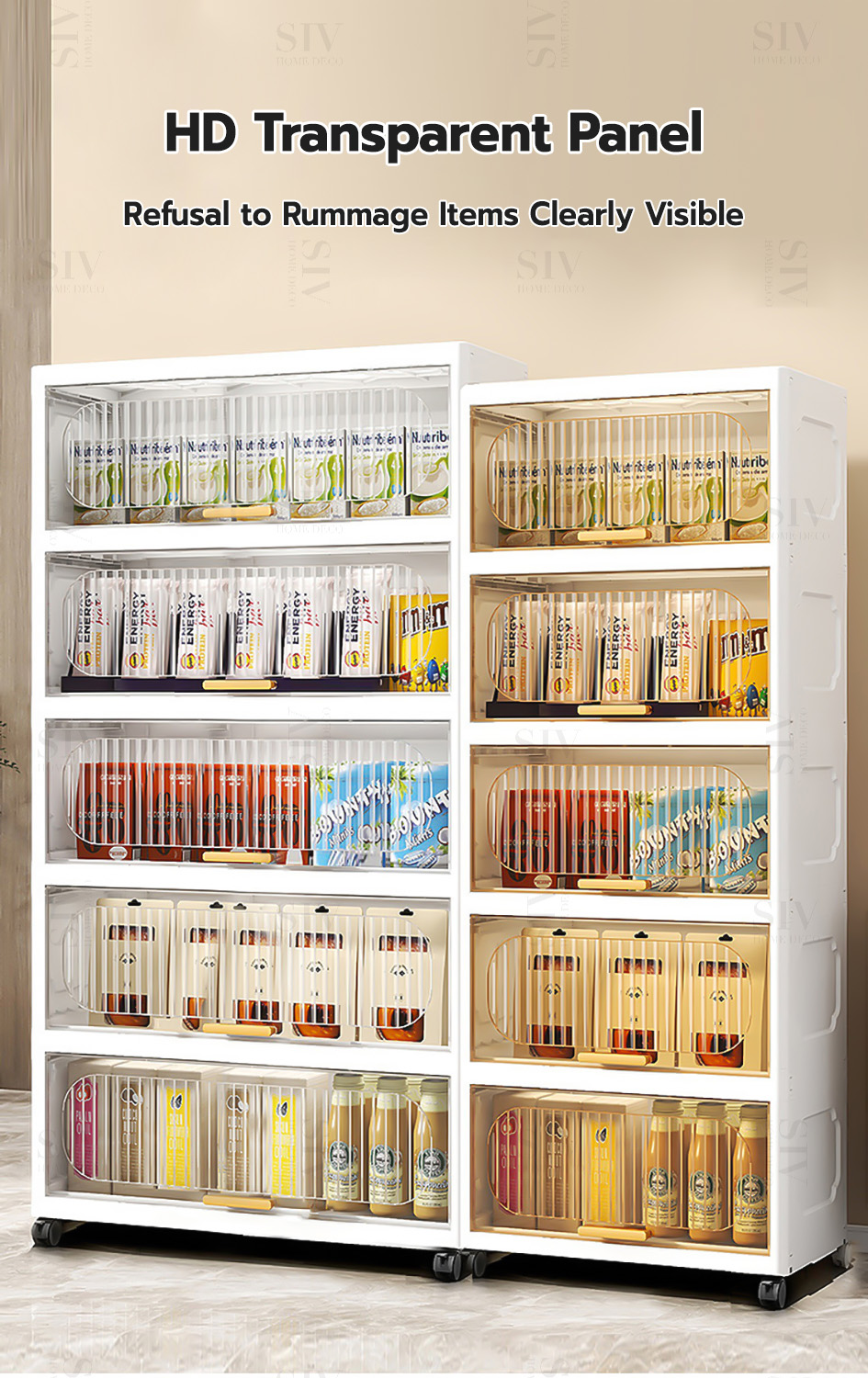 SIV 32-70cm Foldable Storage Cabinet With Flip Door Plastic Storage Box ...