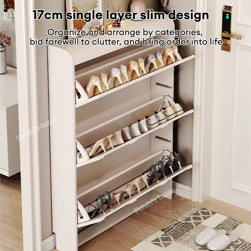 Wooden Flip Shoe Cabinet Storage Shoe Rack 3 Drawers Tipper Shoe ...