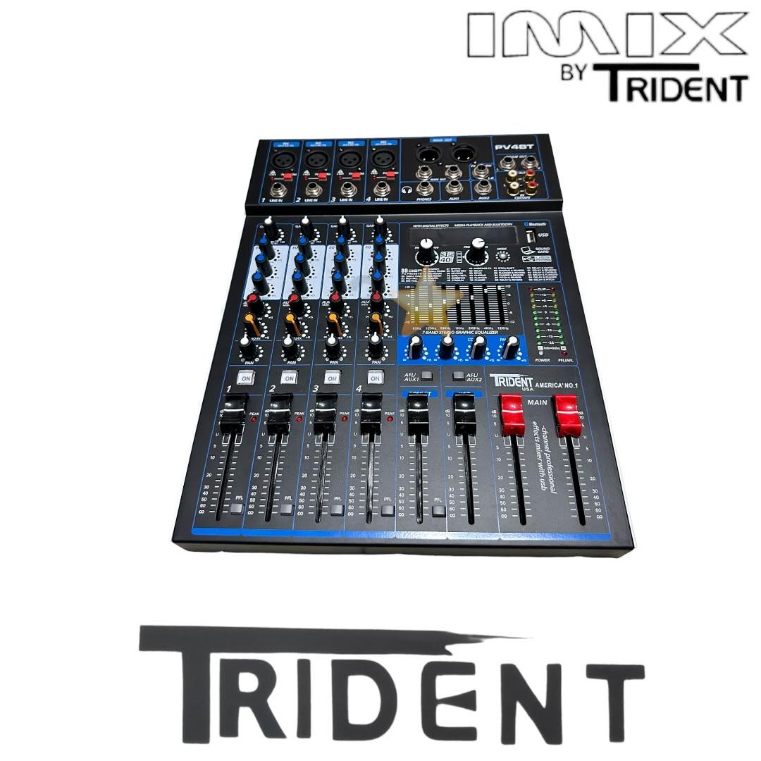 Trident PV-4BT 4channel passive mixer with built-in sound card 99DSP ...