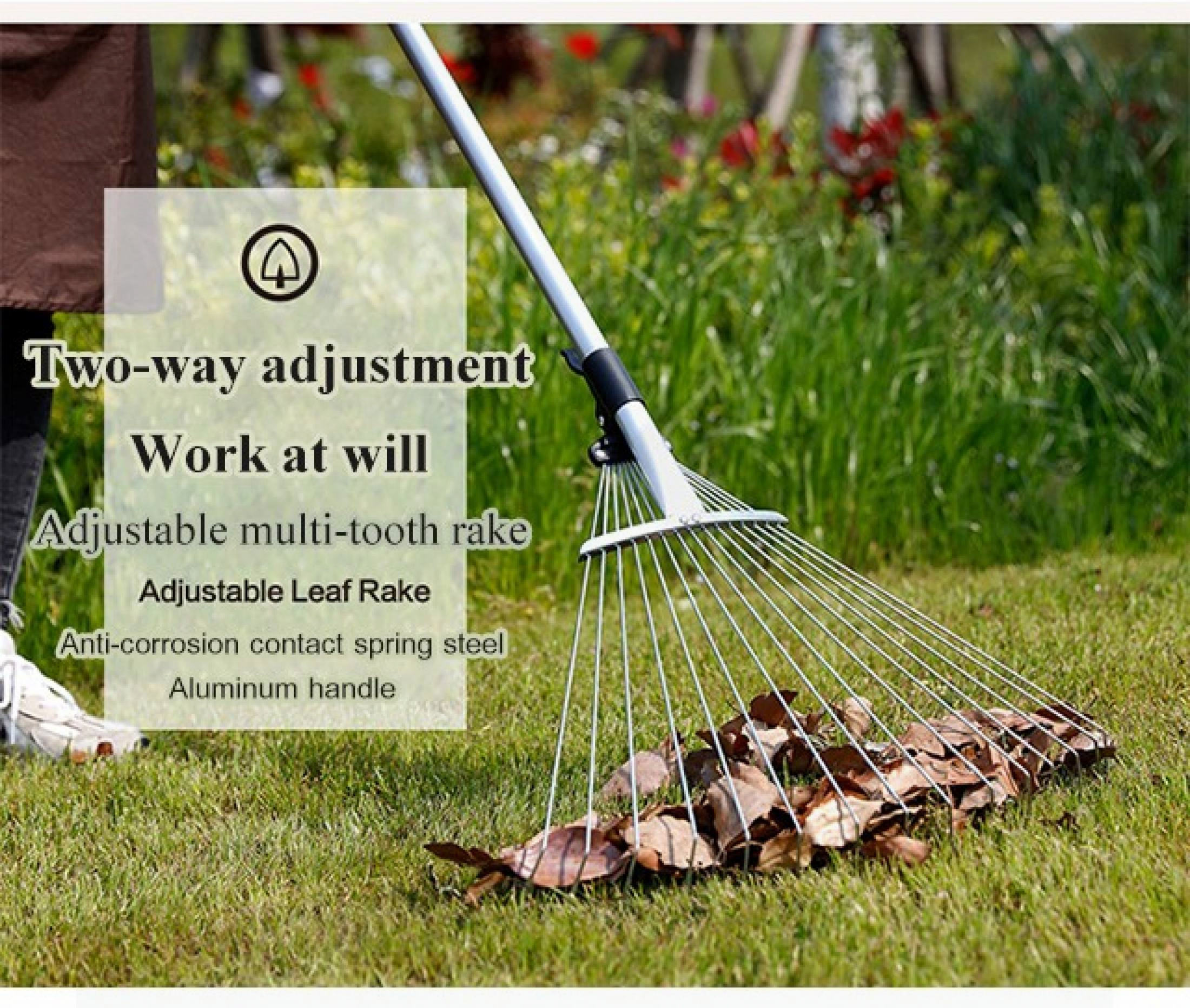 Rake for gardening Adjustable Telescopic Metal Grass rake, withered ...