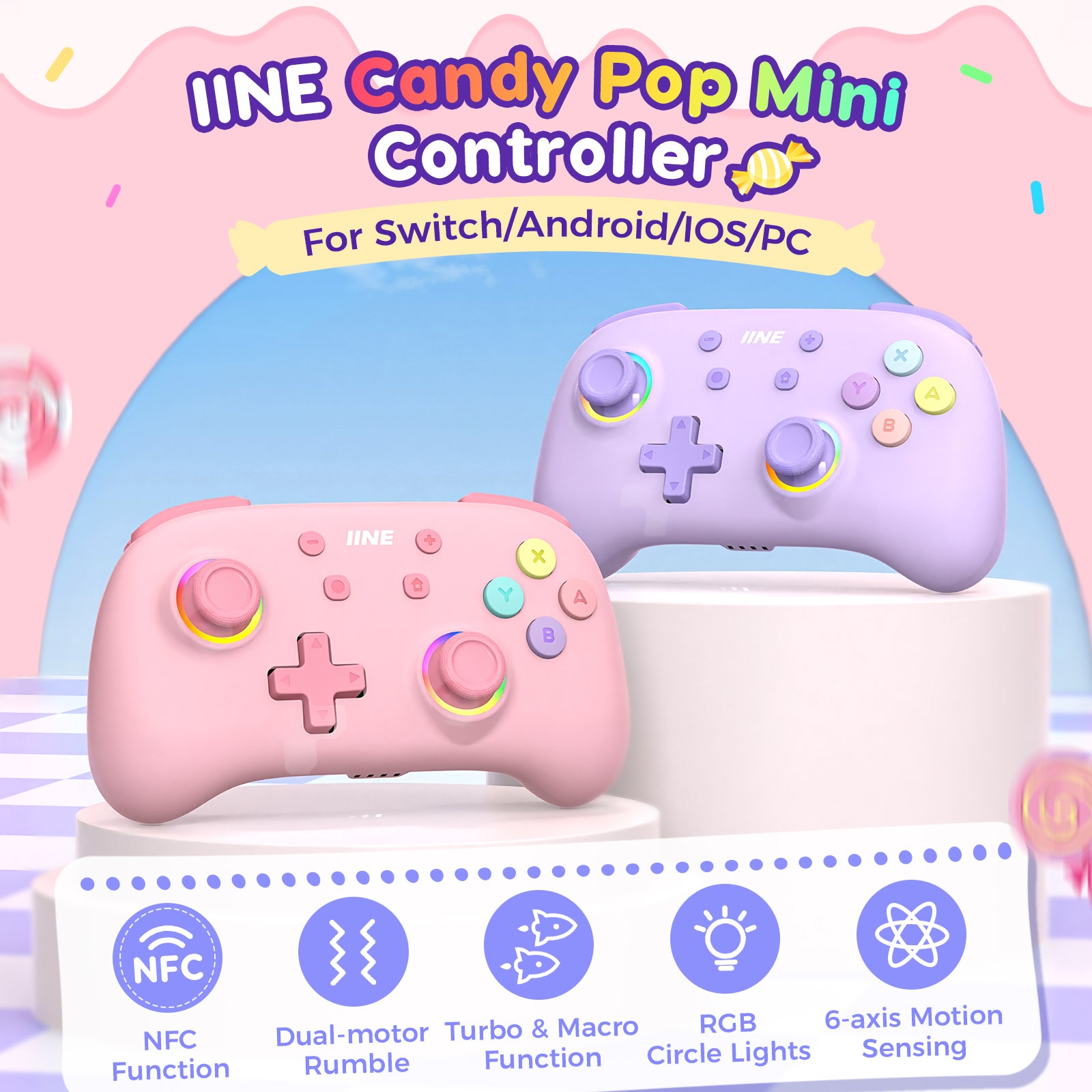 IINE Candy Pop Mini Controller for Switch/ Android/ iOS/ PC | Shopee ...