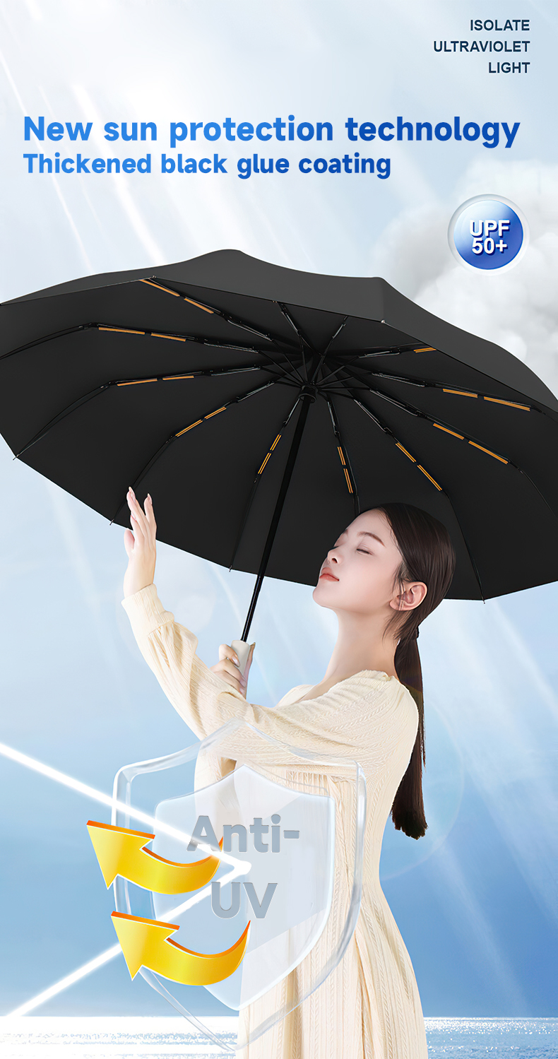 【In Stock】24 Ribs Umbrella Automatic Windproof Anti-UV Sunscreen ...