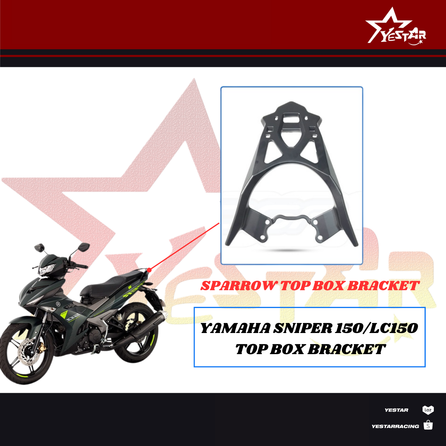 Yestar PH Sparrow Bracket Top Box Bracket Moto Box Grab Bar Bracket For ...