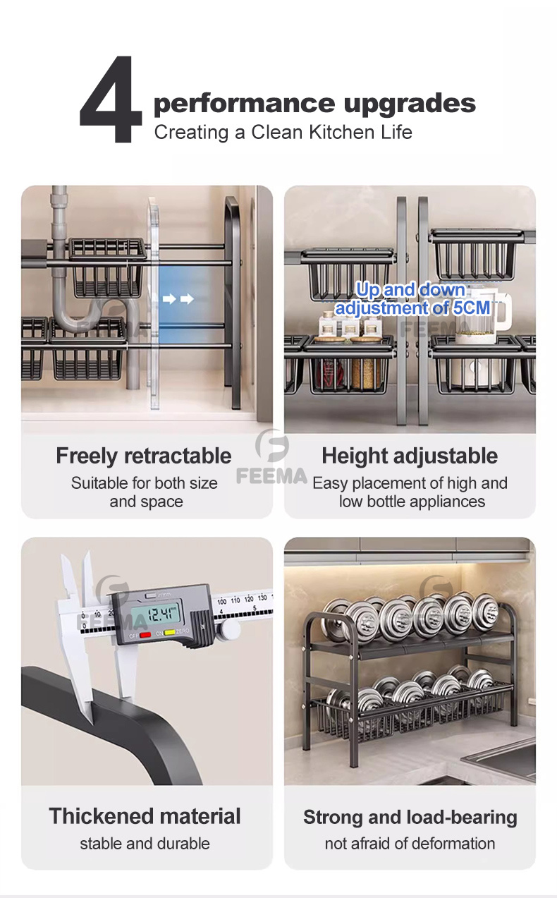 Under Sink Organizer Rack Adjustable Kitchen Storage Rack 2 tier ...