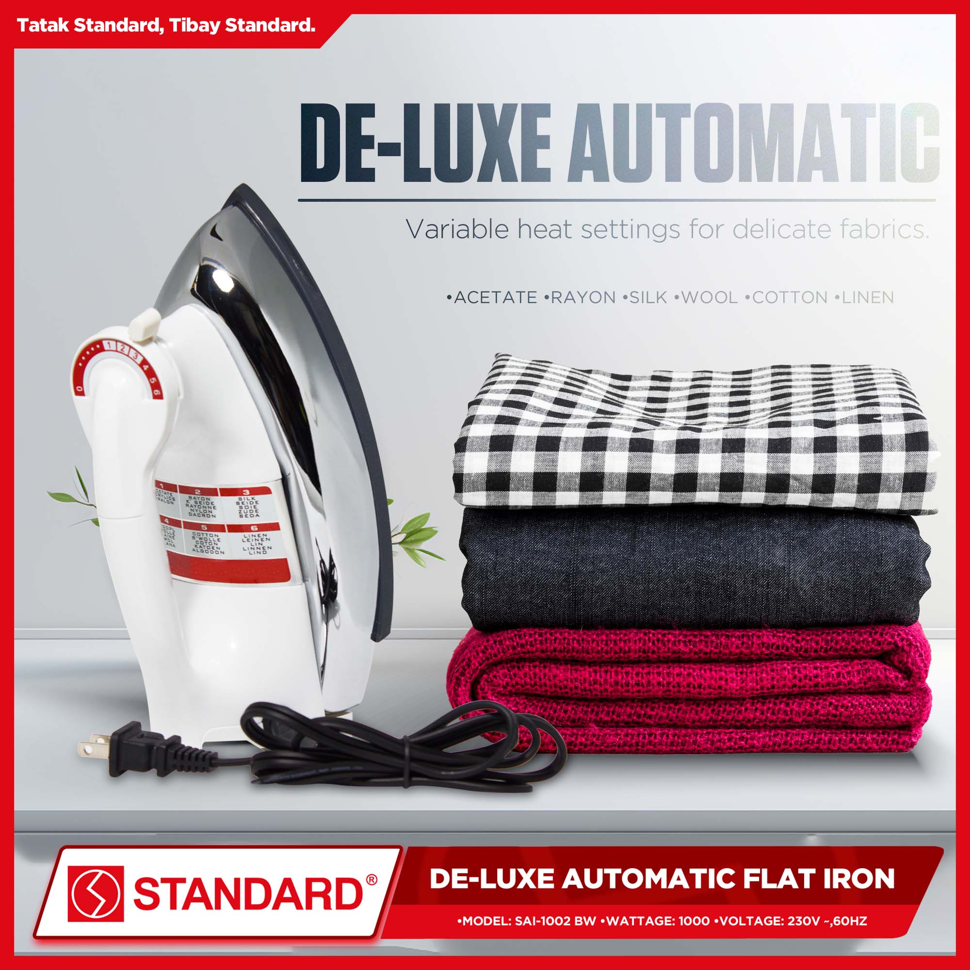 Standard DeLuxe Automatic Iron 1000W (Black & White ) | Shopee Philippines