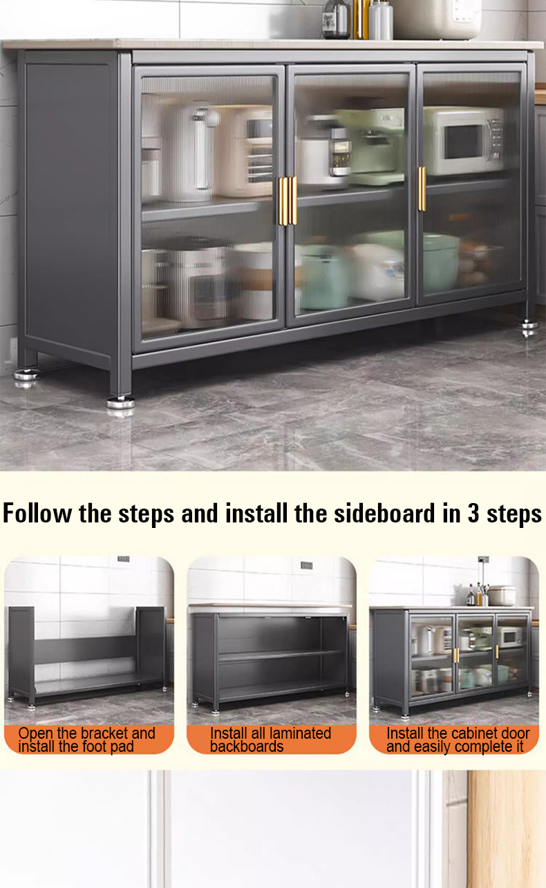 SWG Kitchen Storage Cabinet Sideboard Cupboard Cabon Steel Organizer ...
