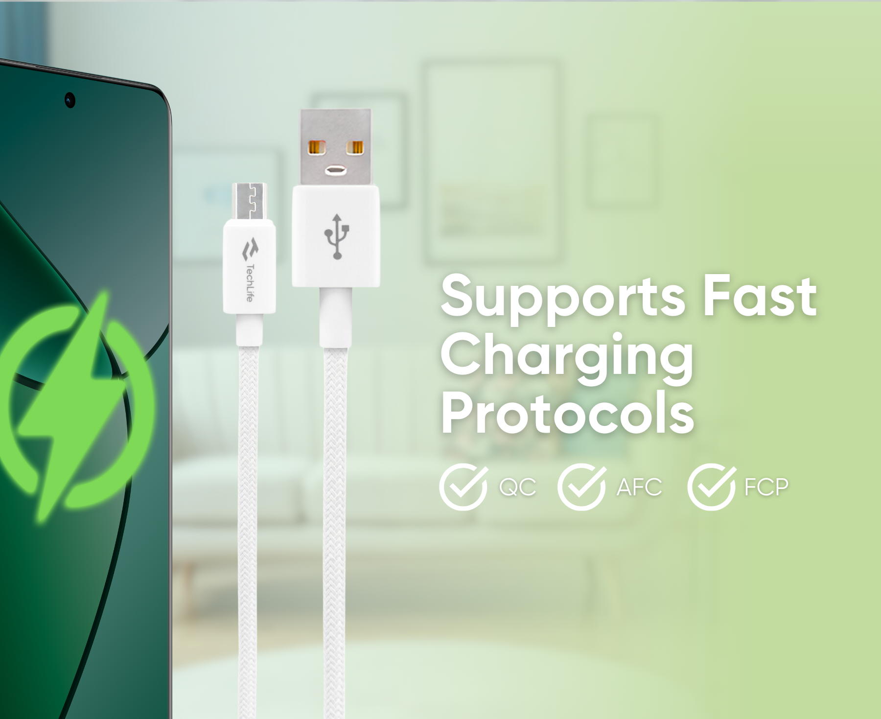 TechLife Micro-USB Cable | Supports Fast Charging Protocols | 3A Fast ...