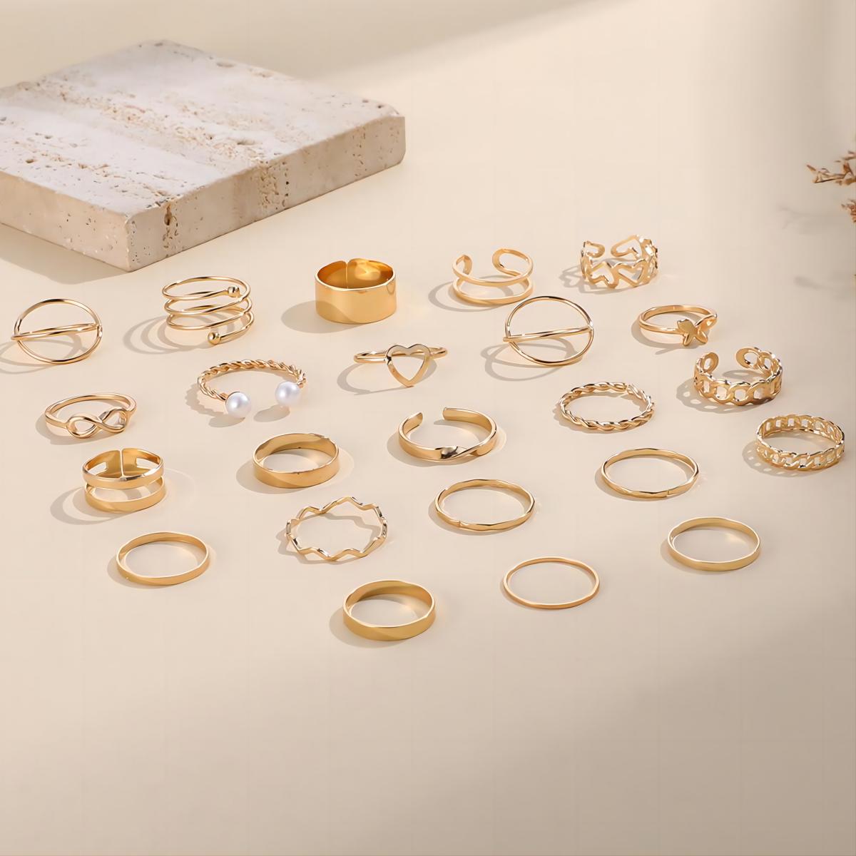 INS HOT 22Pcs/Set Fashion Jewelry Women Rings For Daily Life Hollow ...