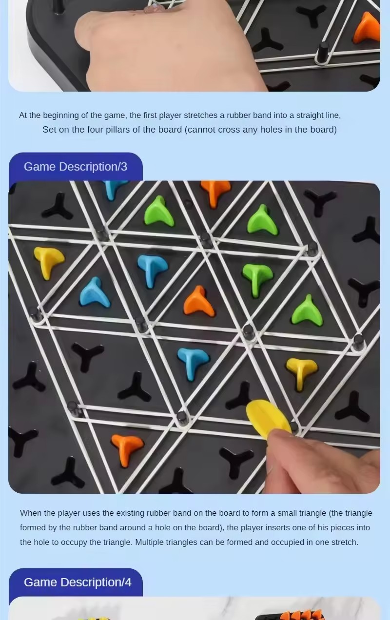 Classic Puzzle Board Game Chain Triangle Multiplayer Rubber Band Chess ...