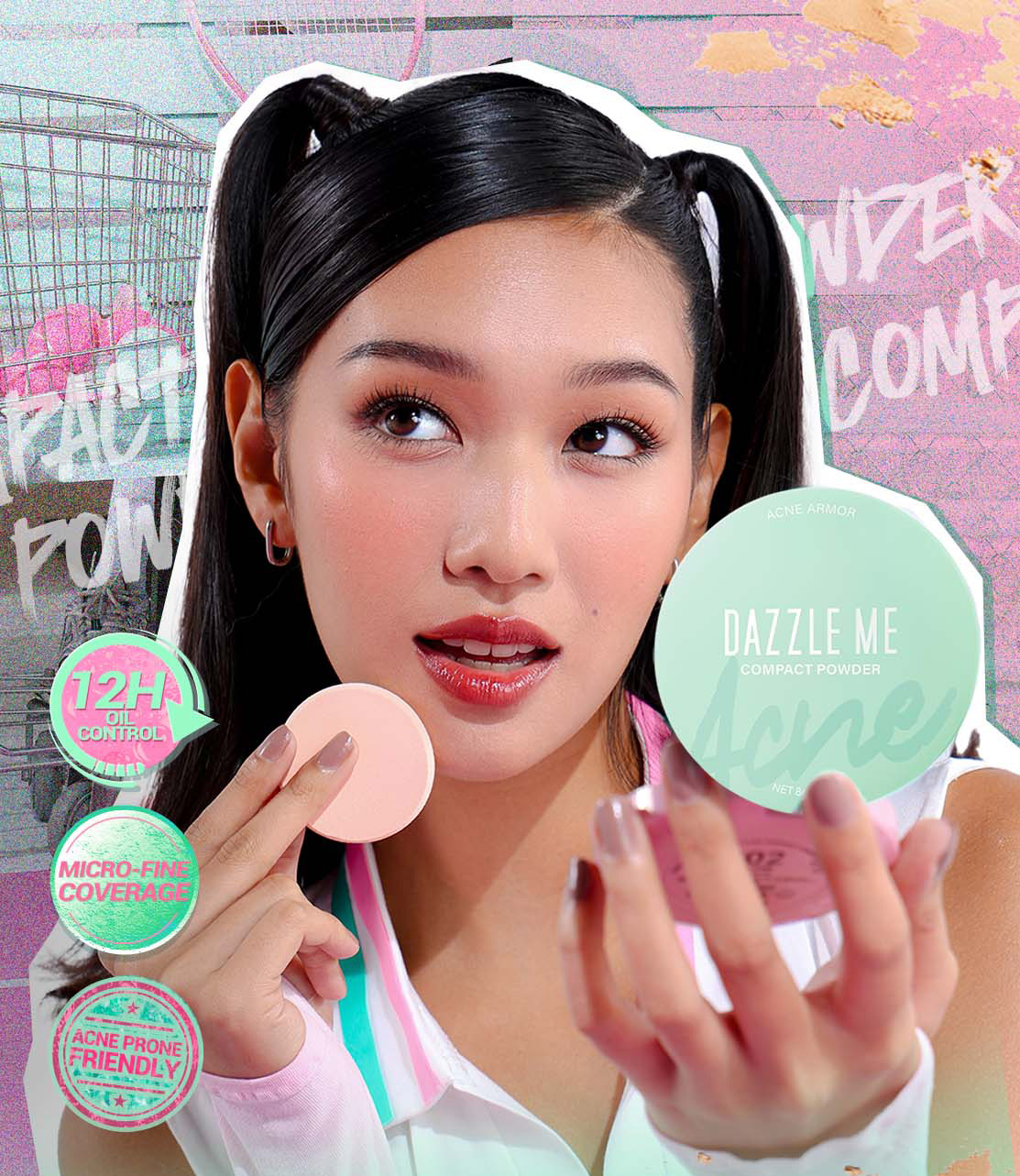 DAZZLE ME Acne Armor Flawless Flex Compact Powder | Oil Control Micro ...