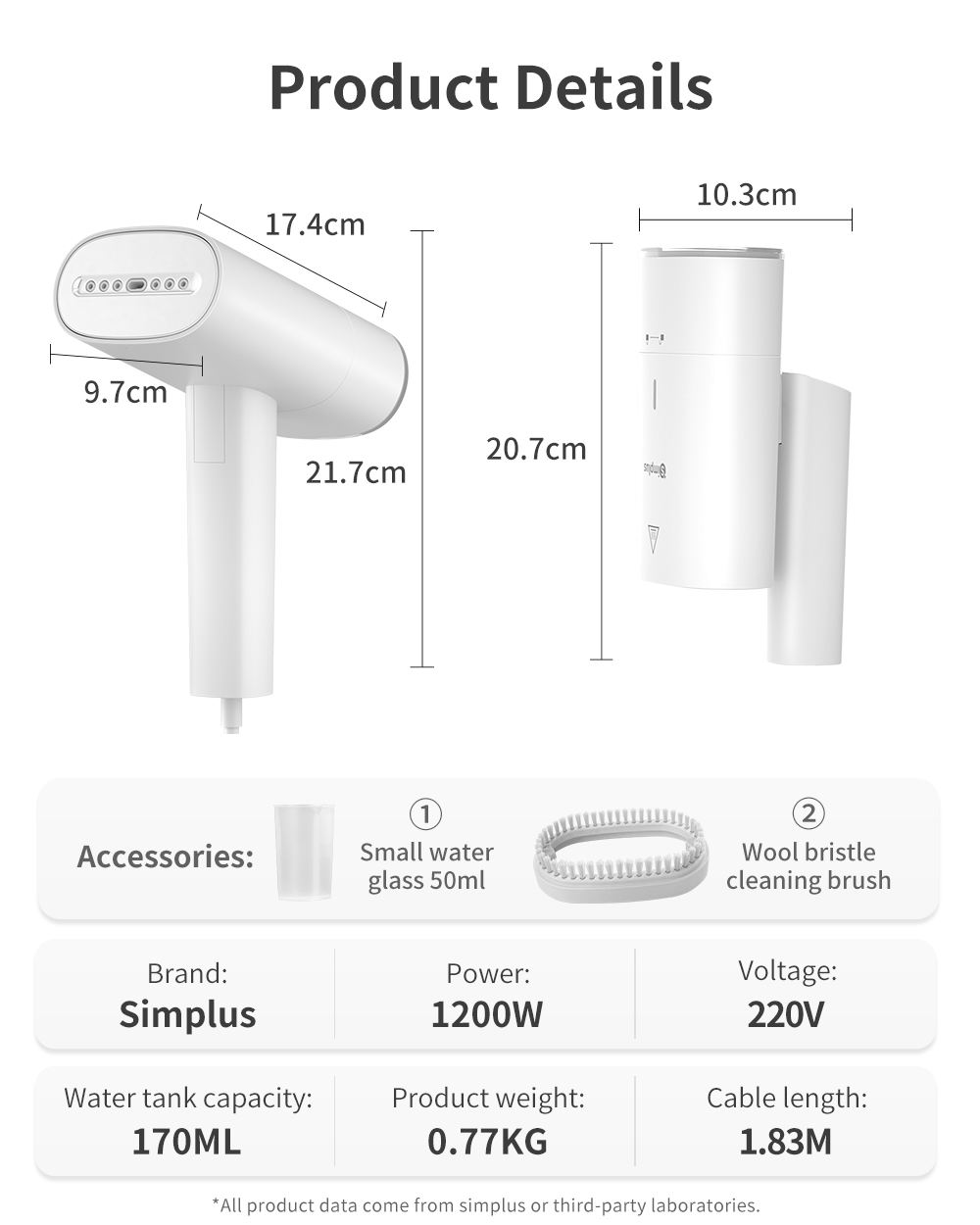 Simplus Steam Iron 1200W Strong Garment Steamer Portable Foldable for ...