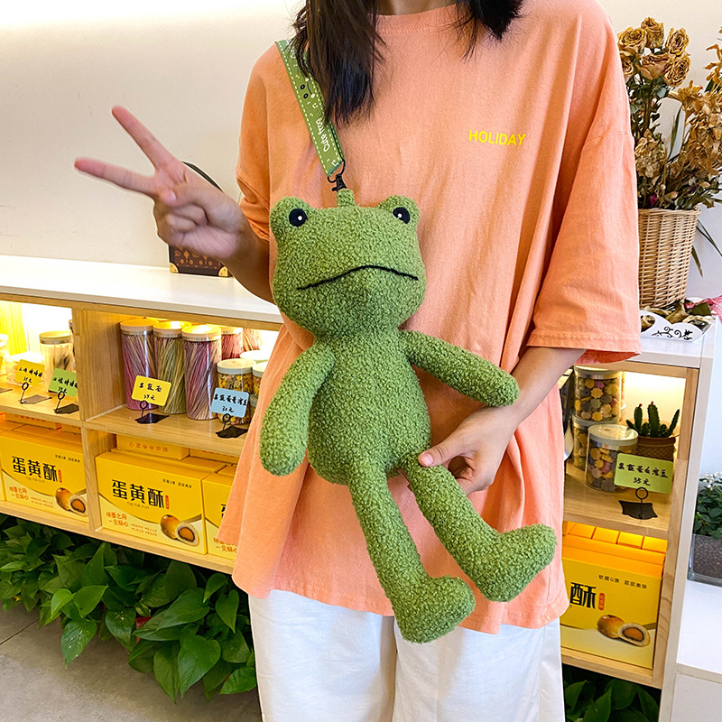 O-KAY Cute Plush Frog Crossbody Bag ins Personality Doll Figure ...
