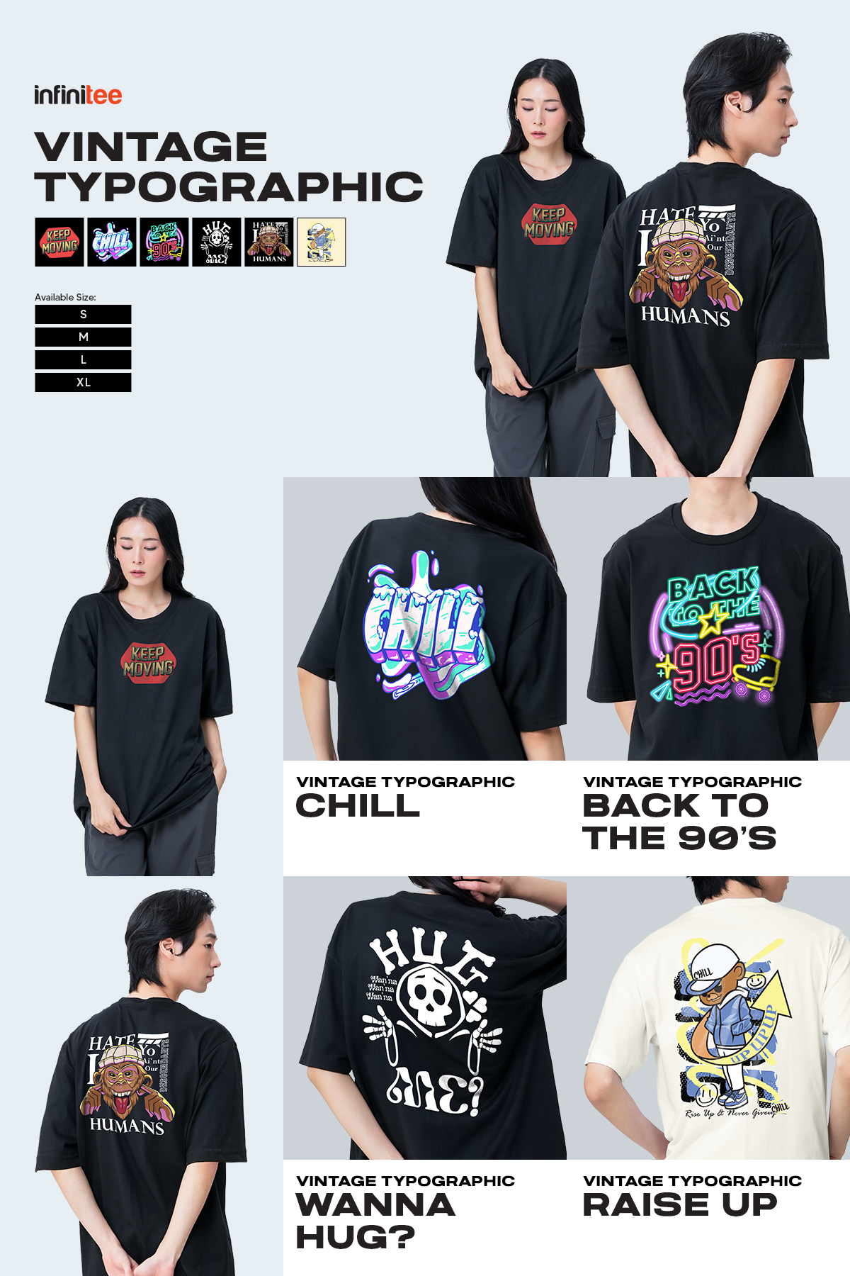 Infinitee Vintage Typography Oversized T Shirt For Men Women Oversize ...