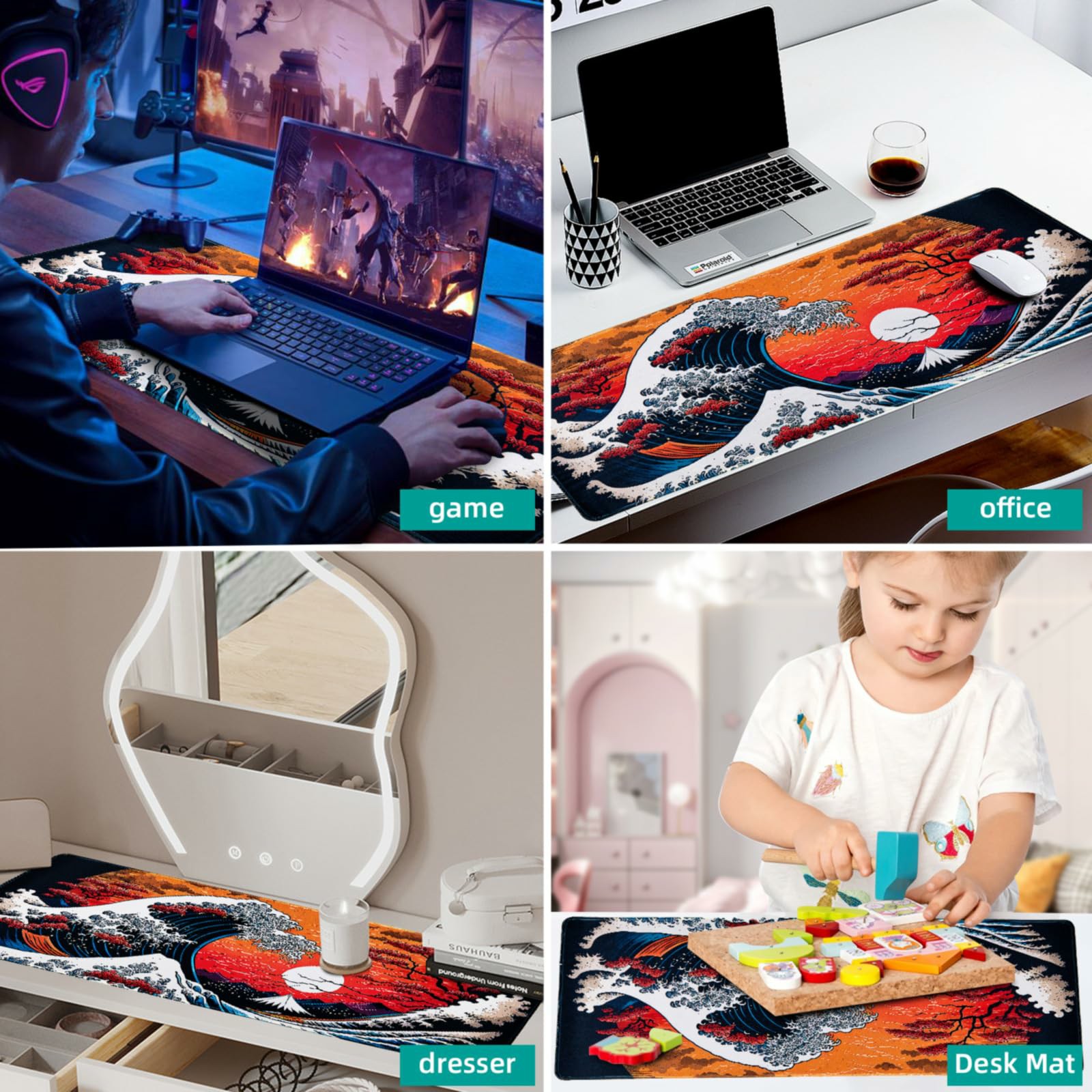 Zeus Large Mouse Pad Office Gaming Table Mat Non-Slip Base Washable ...