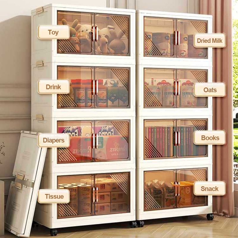 Jiditech 50CM Folding Door Cabinet Storage Cabinet Plastic Wardrobe ...