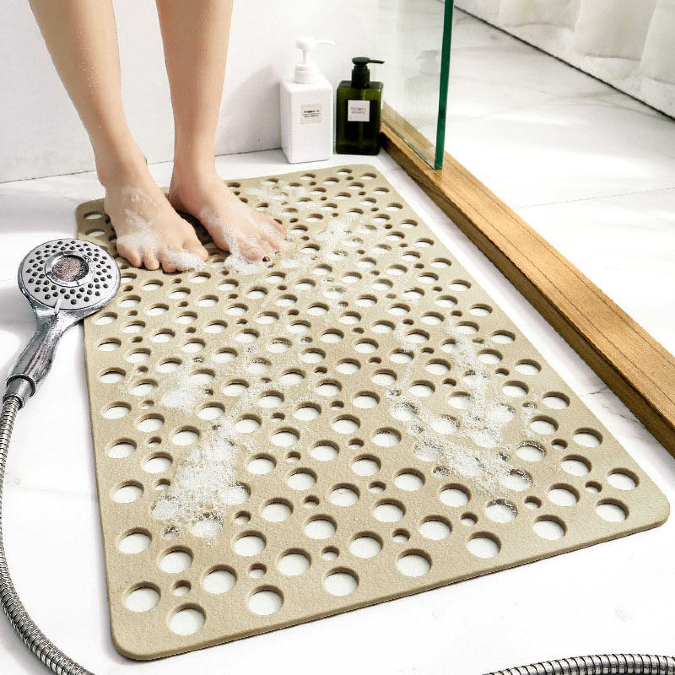 75*43CM Bathroom Safety TPE Bath Mat Hollow Out Massage Non-Slip ...