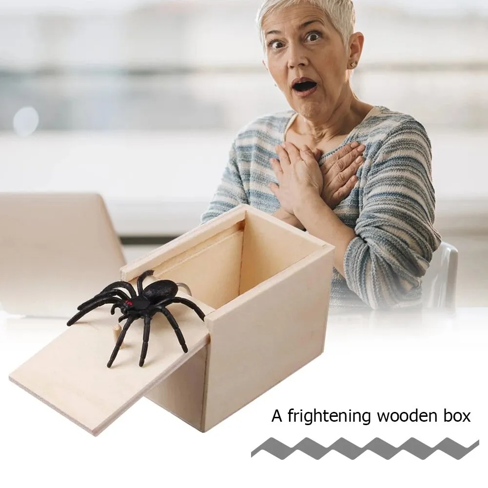 Funny Scare Spider Box Wooden Prank Surprise Spider Box Spider Hidden ...