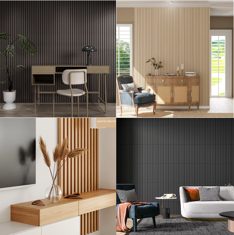 Fluted Wall Panel Solid Wood Panel PVC Wallpaper Sticker TV Background ...