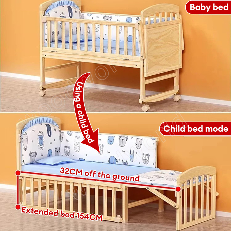 7in1 Baby Crib Solid Wood Crib For Baby Rocker Crib with Mosquito ...