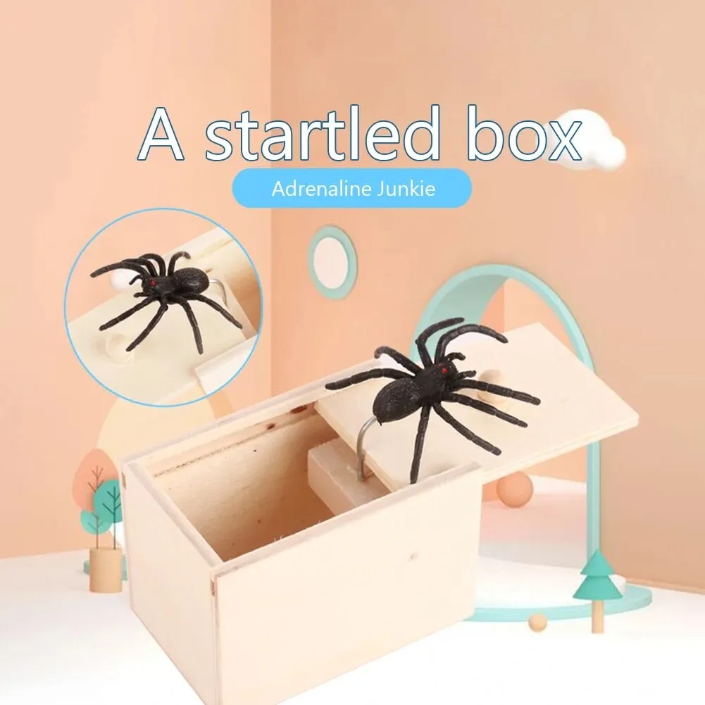Wooden Prank Surprise Spider Box Trick Toy Halloween Trick Friend Gift ...