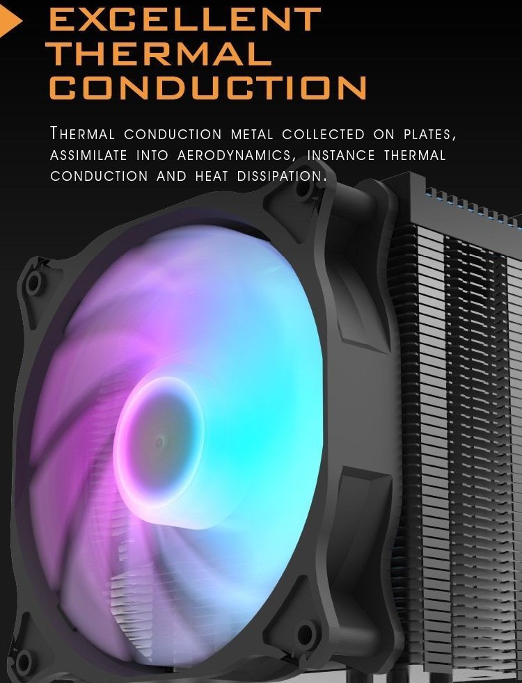 darkFlash CPU Cooler Fan Darkair A-RGB 5V3pin Four Heatpipes Design ...