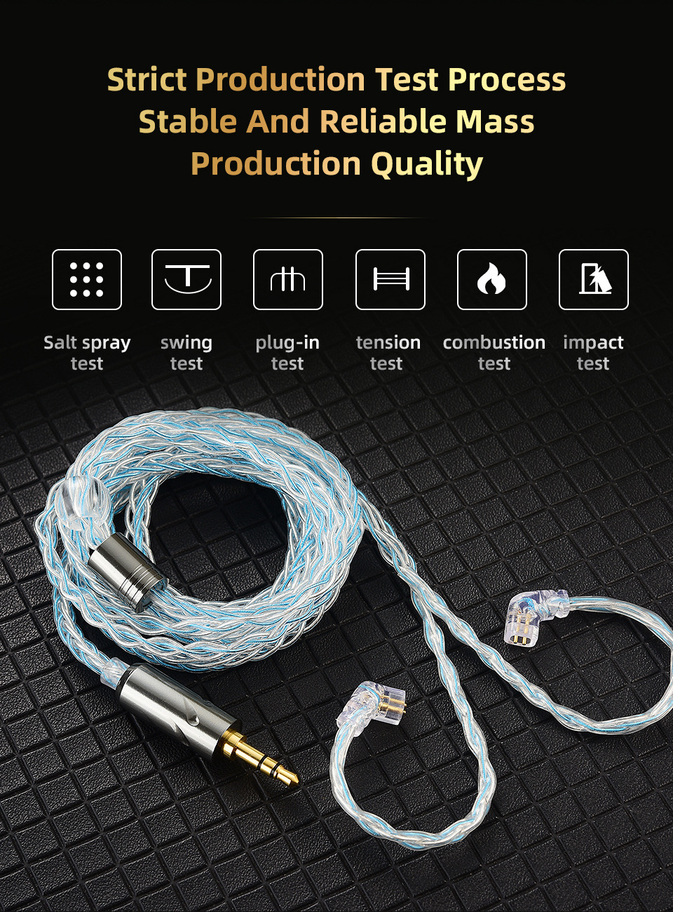 QKZ T1 Earphone Upgrade Cable Silver Plated 4 core Upgrade Cable QDC 2PIN 3.5MM Plug Earphone ...