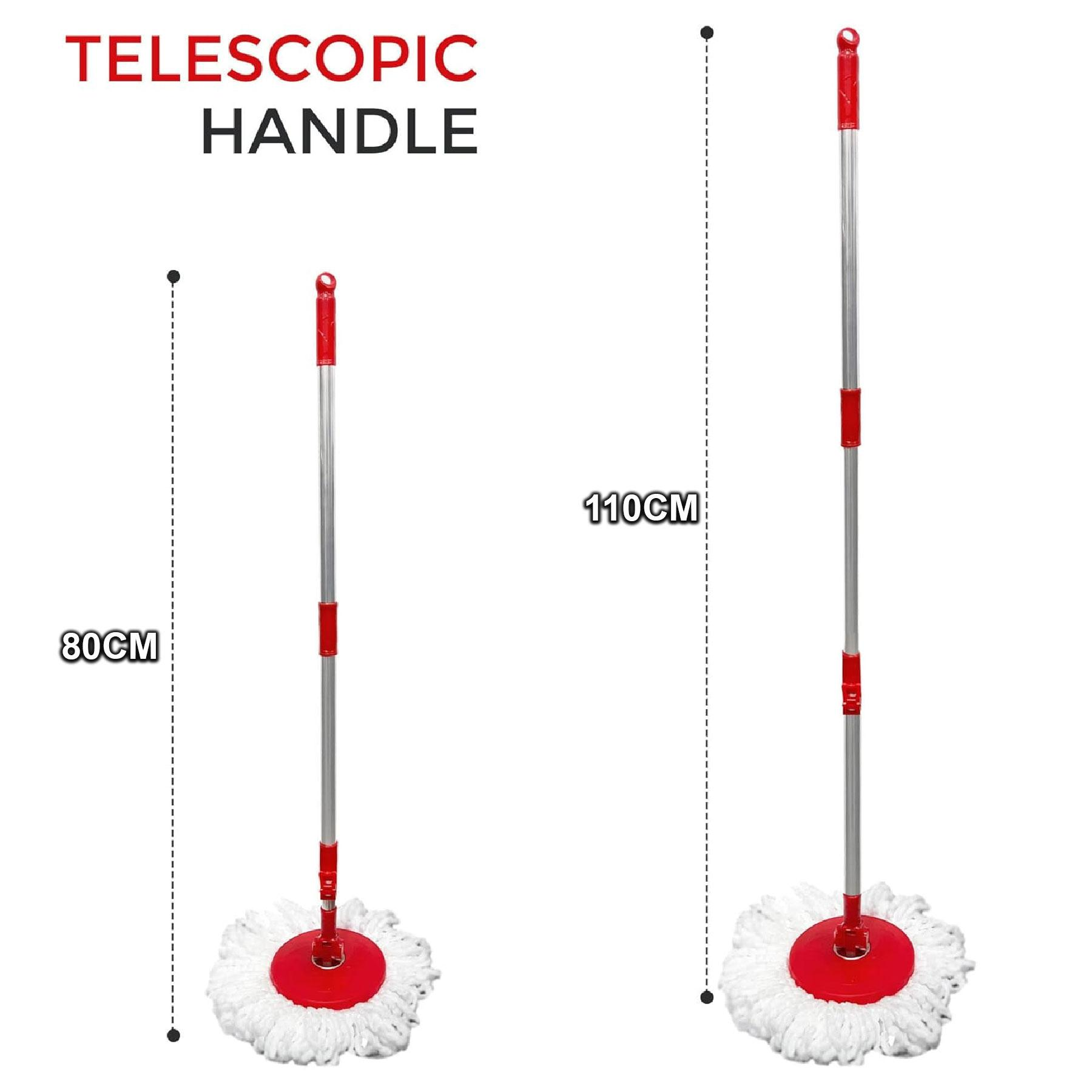 Mop with spinner and bucket stainless steel pole thick microfiber mop ...