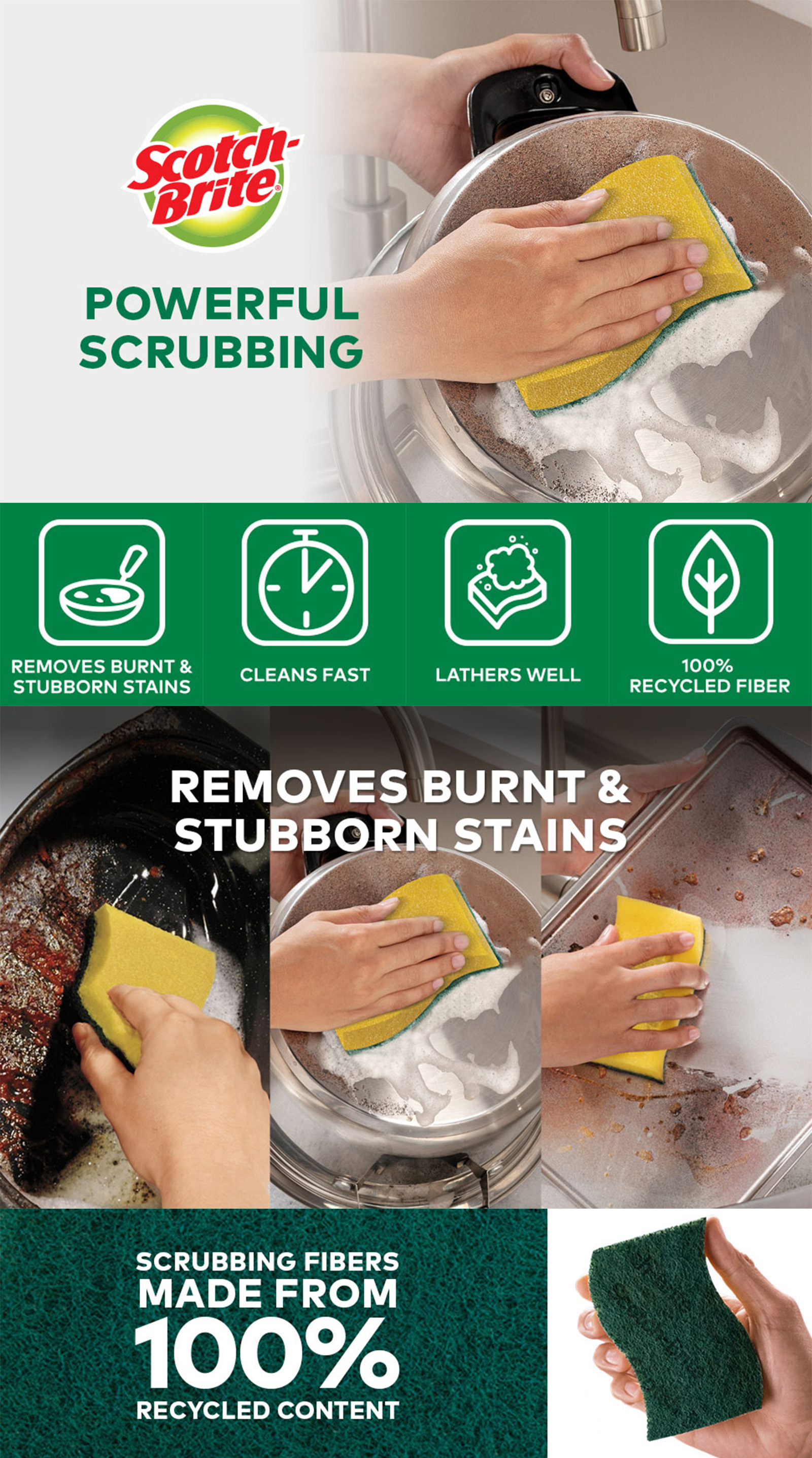 3M™ Scotch-Brite® Tough Clean Antibacterial Scrub Sponges 3pcs/VP ...