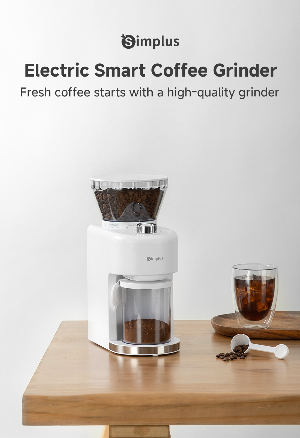 Simplus Electric Coffee Grinder Household Smart Grinder 35 Grind Settings | Shopee Philippines