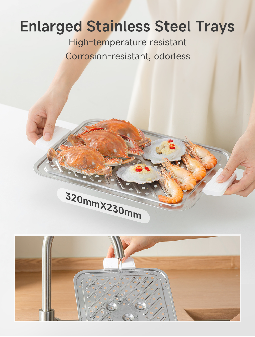 Simplus Electric Food Steamer 3 Tier 21L Large Capacity 1300W ...