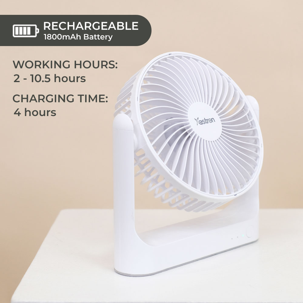 Astron PERSONA50B Portable Rechargeable Fan | 5" Fan Blade | 1800mAh ...