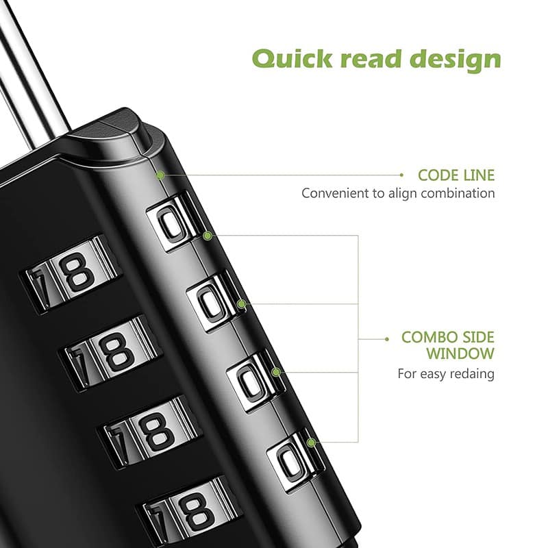 2 way padlock 4-Digit Combination Padlock Weatherproof Code Locks with ...