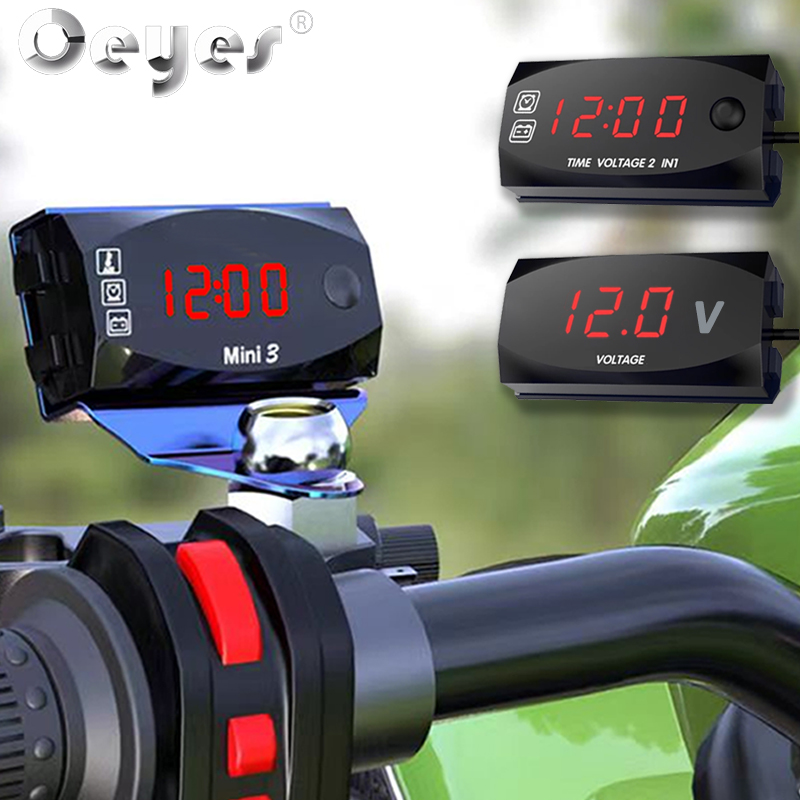 Ceyes Motorcycle LED Digital Volt Meter Waterproof Time Thermometer ...