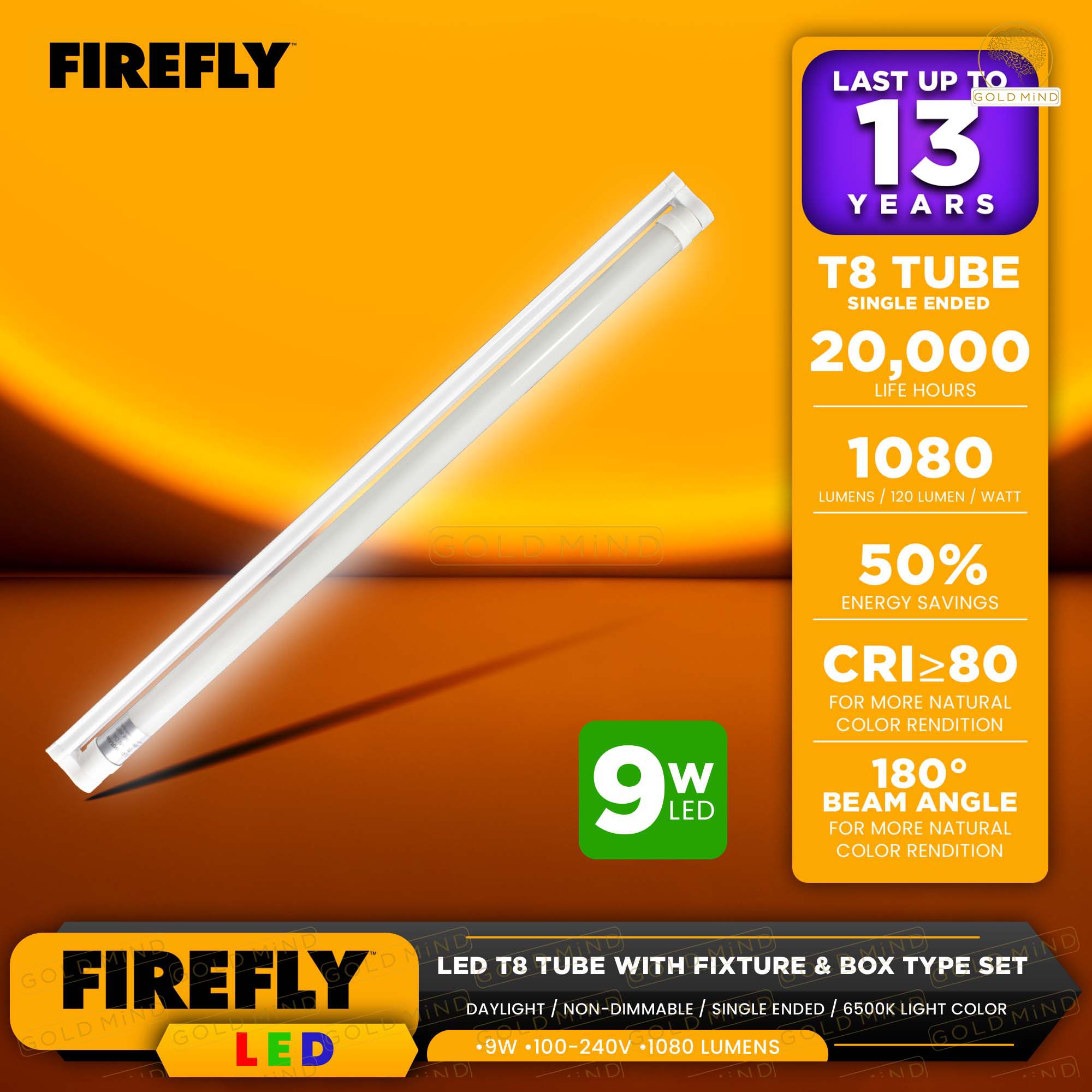 Firefly LED T8 Tube with LED Starter & Tube Box Type Set Single Ended ...