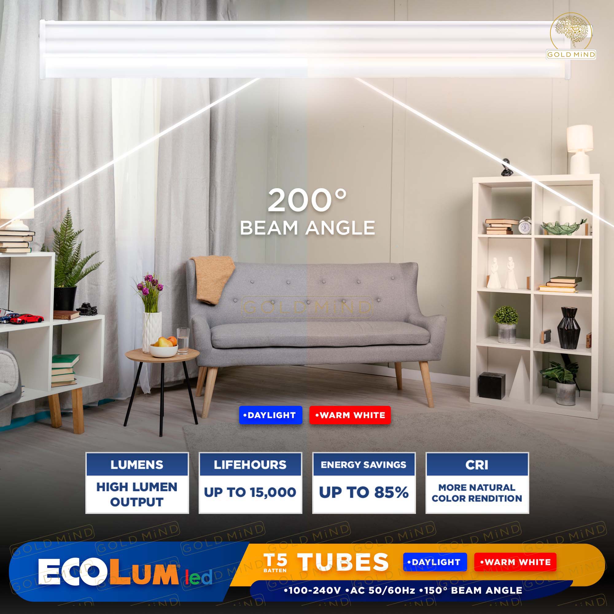 Ecolum LED Tubes T5 Luminaire ( DAYLIGHT / WARM WHITE ) Long Life ...