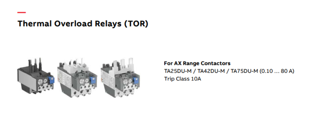ABB TA25DU-M Thermal Overload Relay (TOR) for AX Range Contactors ...