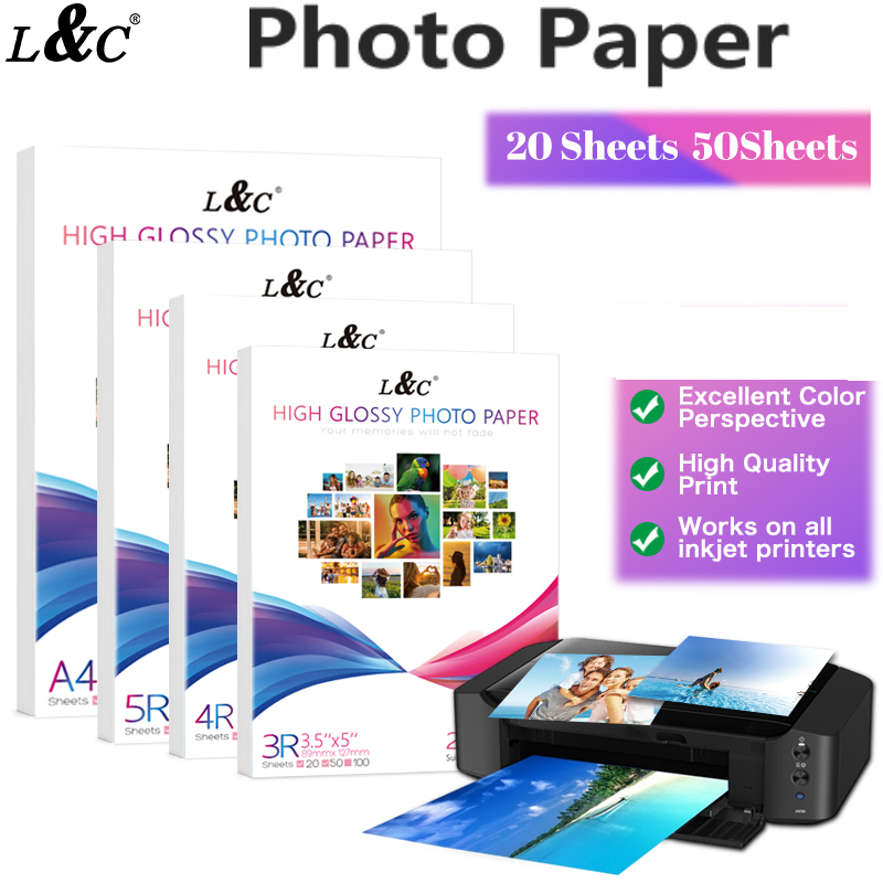 L&C Photo Paper 230GSM 50 Sheets 20 sheets Pack A4 3R 4R 5R Size High ...