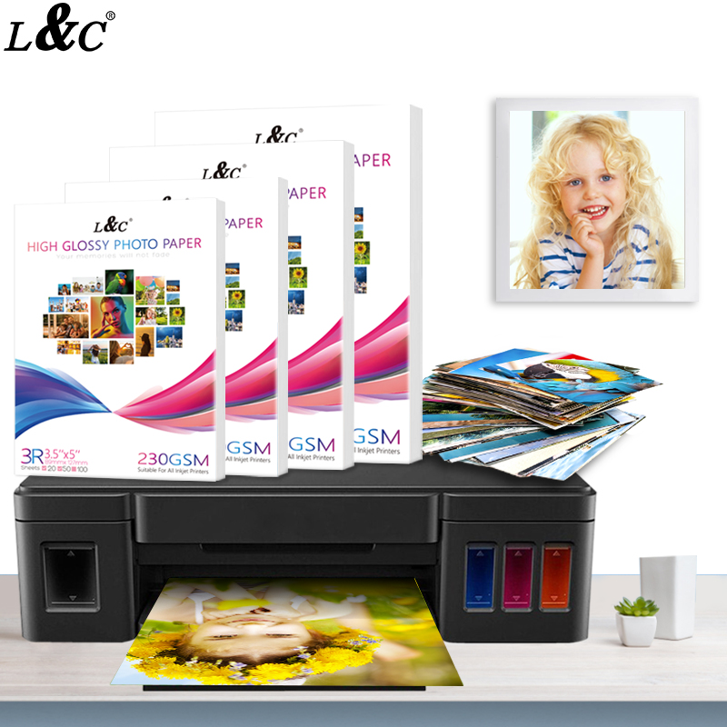 L&C Photo Paper 230GSM 50 Sheets 20 sheets Pack A4 3R 4R 5R Size High ...