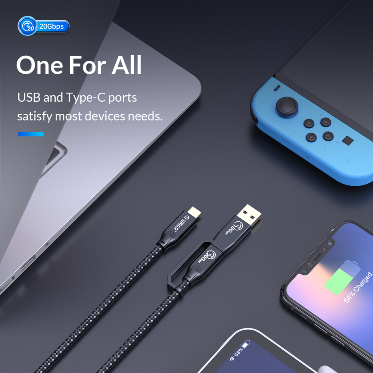ORICO (0.5m / 1m / 2m / 3m /5m) USB Type C 3.2 Gen2x2 Fast Charging ...