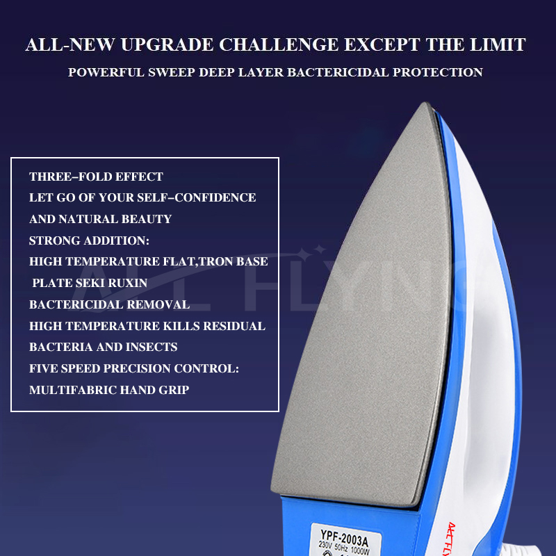 【ALL FLYING】1.5M Wire Clothes Iron Non Stick Soleplate 1000W Remove ...