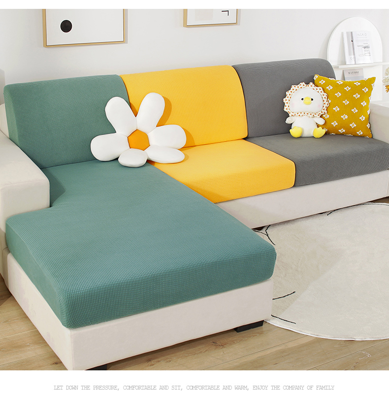 Elastic Stretchable Regular Large Size 1/2/3/4-seater L-shaped Suede Seat Solid Back Sofa Dust ...