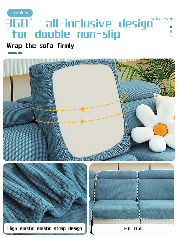 Elastic Stretchable Regular Large Size 1/2/3/4-seater L-shaped Suede Seat Solid Back Sofa Dust ...