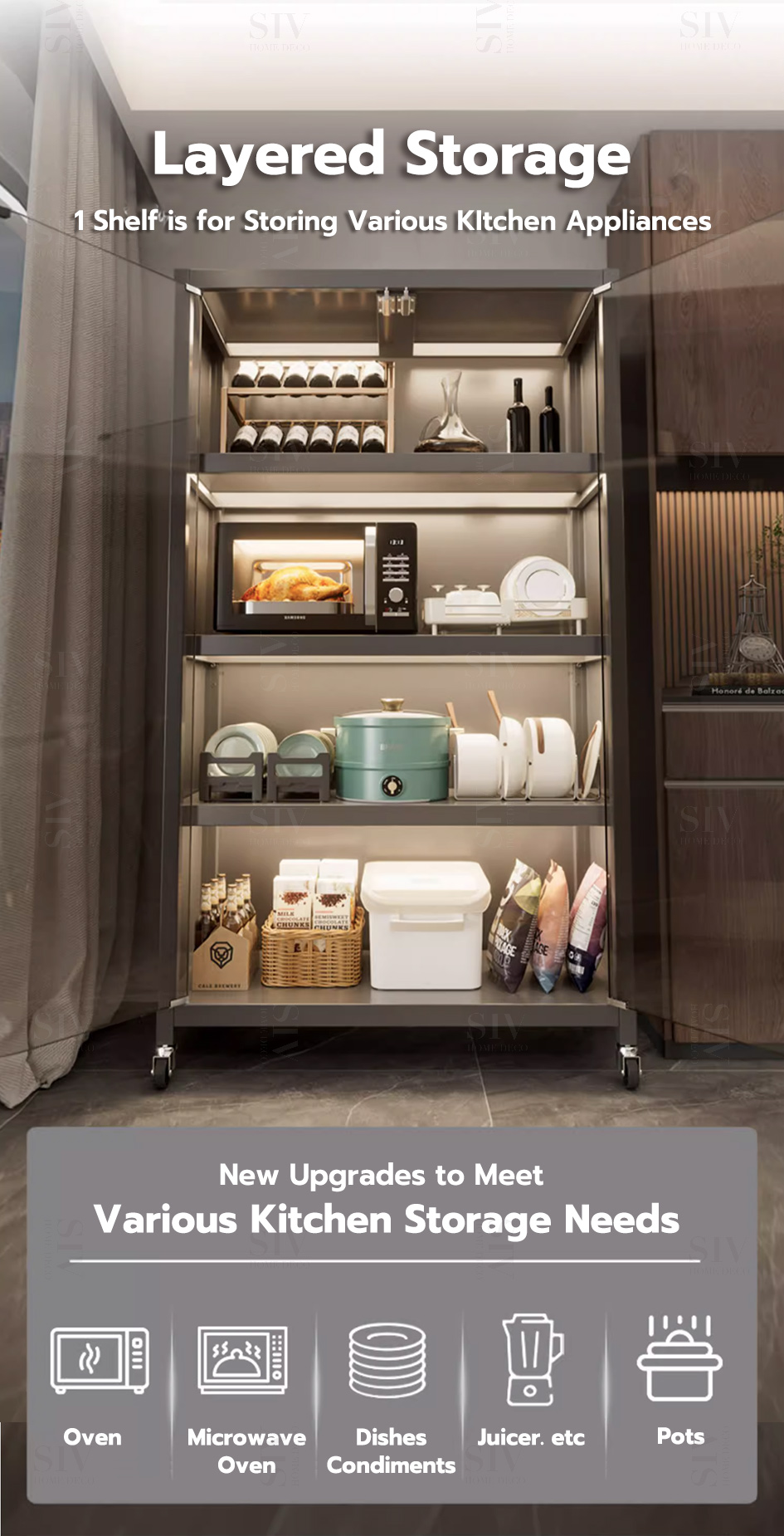 SIV Metal Display Cabinet With Glass Door Steel Cabinet For Kitchen ...