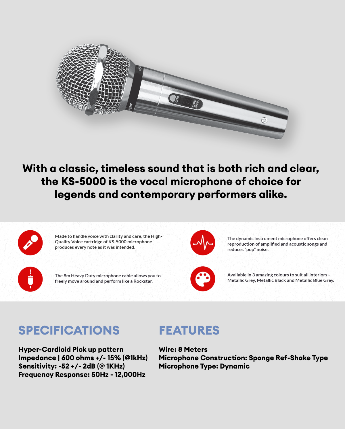 Platinum Karaoke KS-5000 High-End Dynamic Wired Microphone | Shopee Philippines