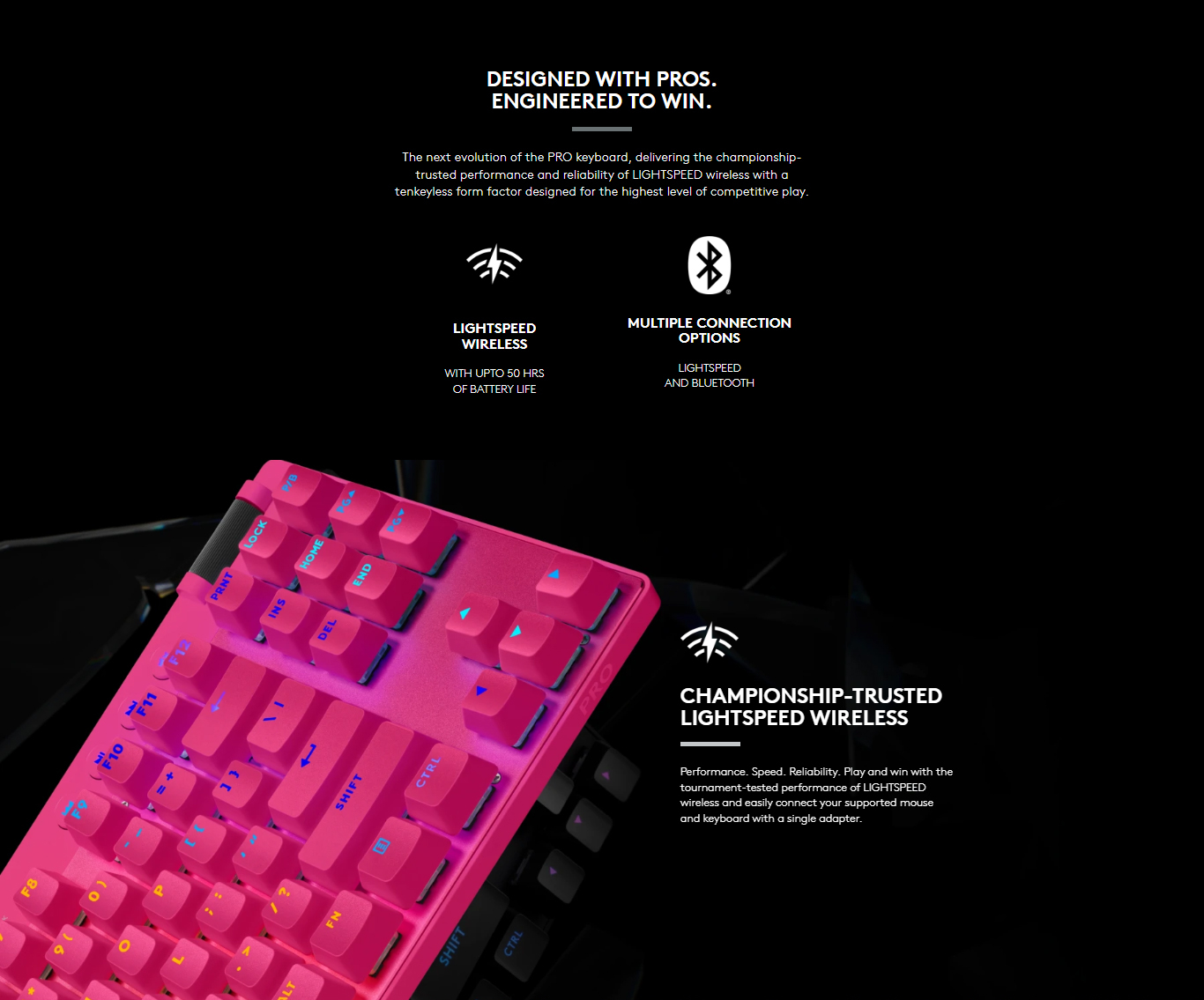 Logitech Pro X TKL Lightspeed Tactile Switch Wireless Gaming Keyboard ...