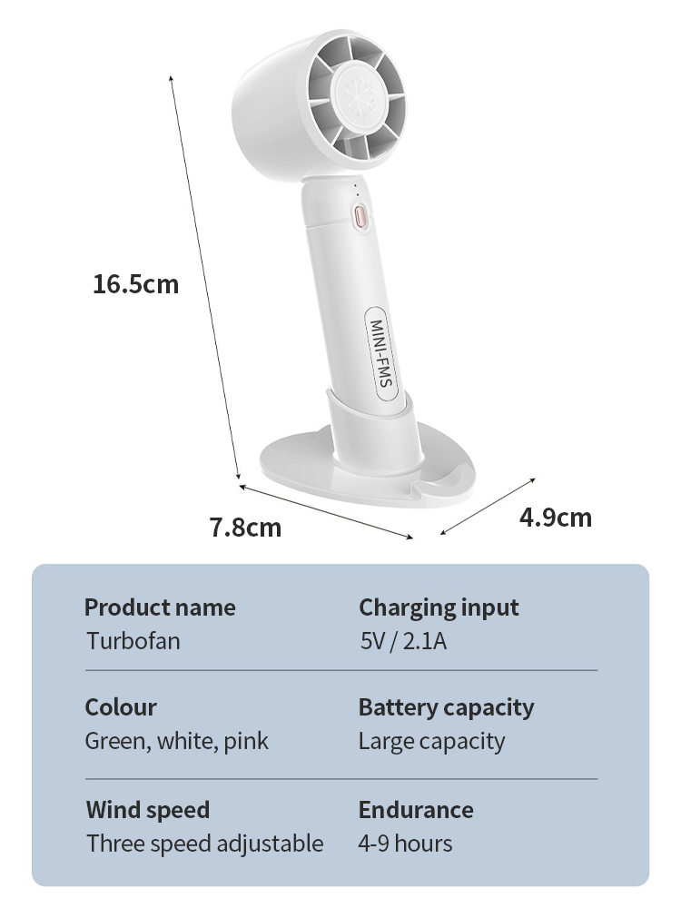 ICON Mini Fan Rechargeable 3000mAh Portable Handheld Handy Pocket ...